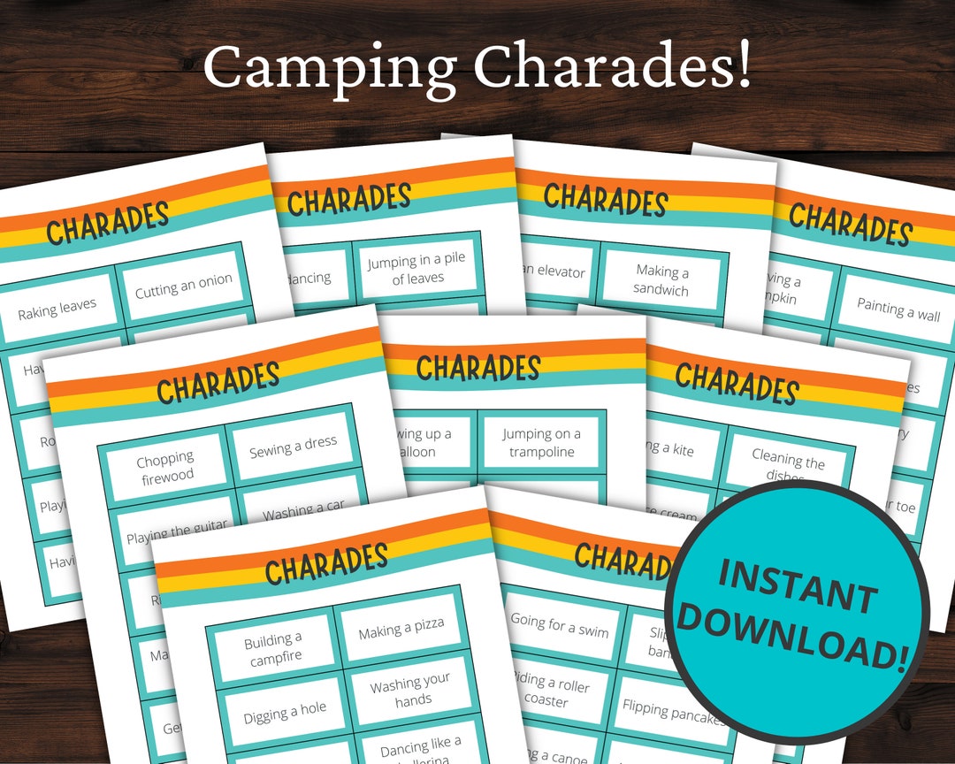 Camping Charades Camping Games Printable Activities for Families and ...