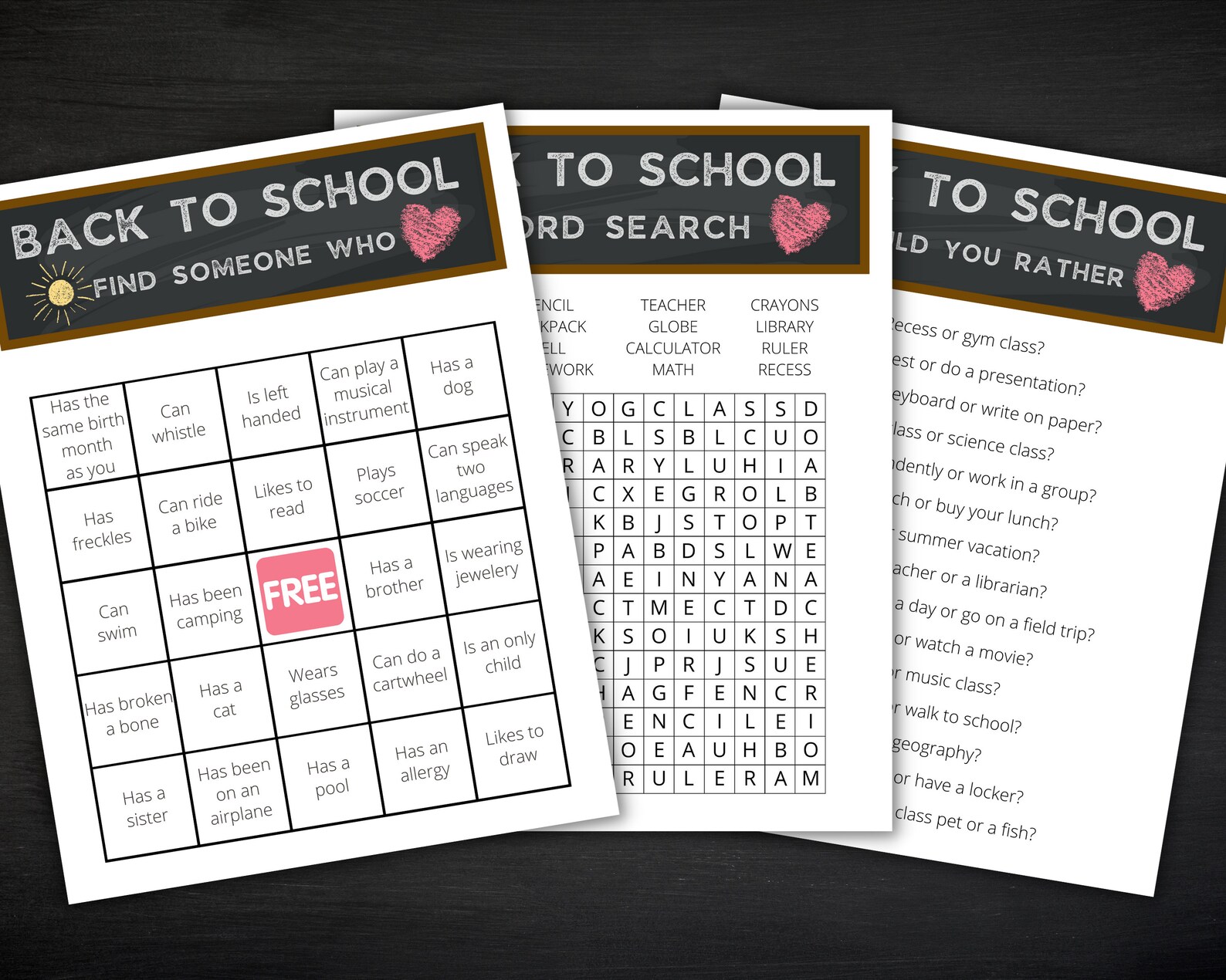 Back to School Game Bundle | Printable Games and Activities for Kids ...