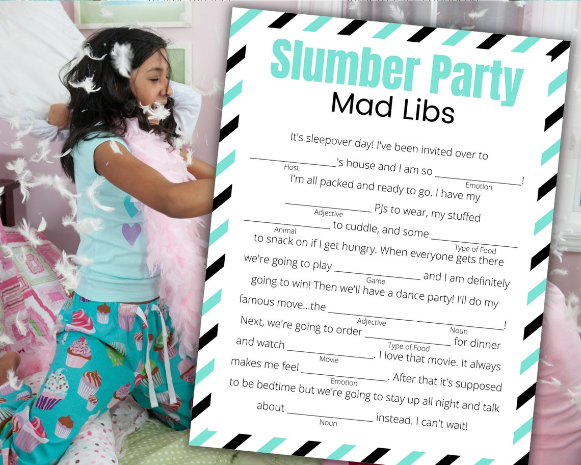 Slumber Party Mad Libs | Printable Sleepover Games for Kids and Teens ...