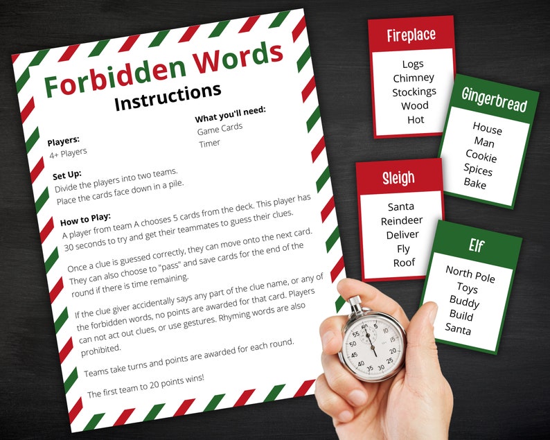 Christmas Forbidden Words | Printable Christmas Game | Christmas ...