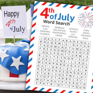 Fourth of July Word Search | Printable Fourth of July Game ...
