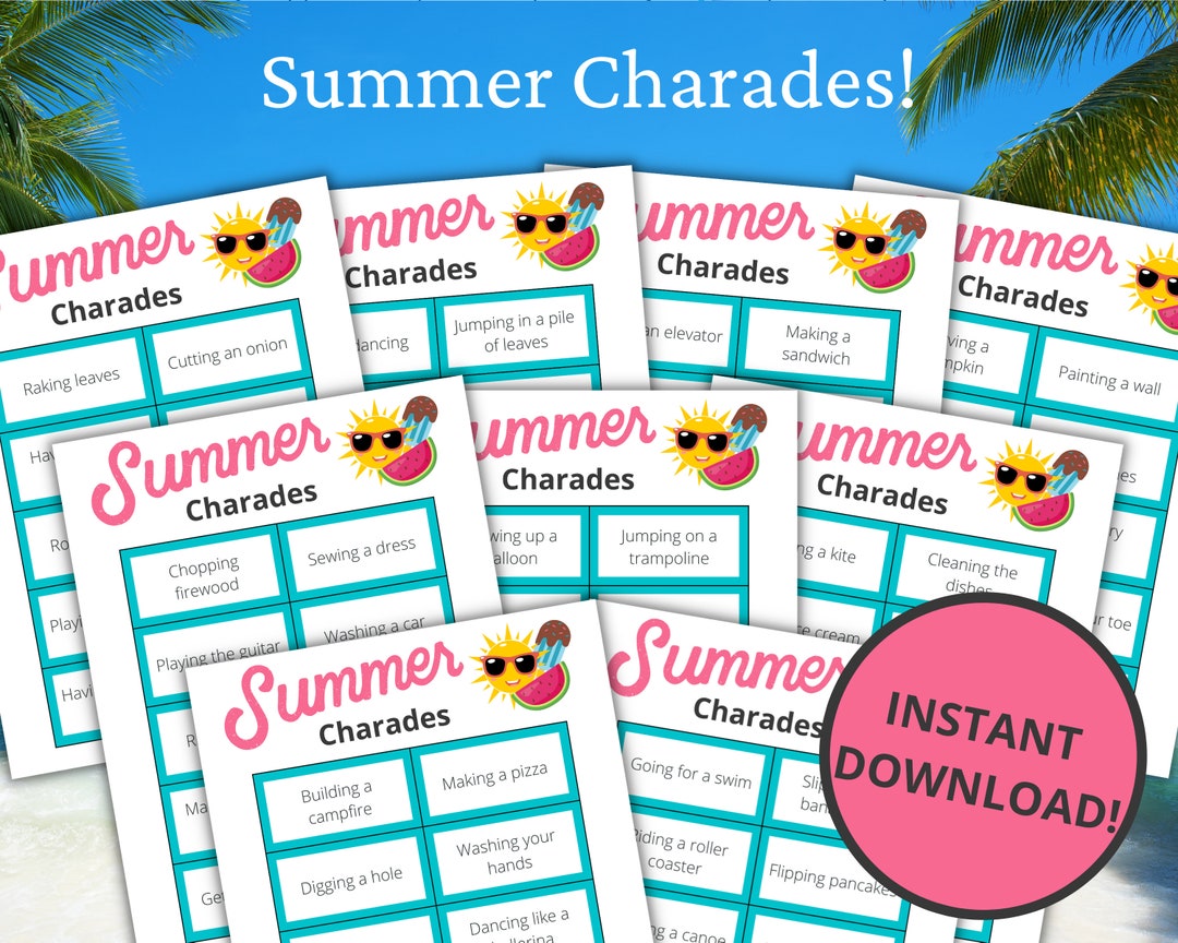 Summer Charades | Printable Summer Game | Summer Activity for Kids and ...