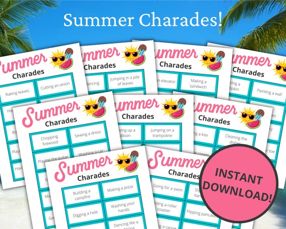 Summer Charades Printable Summer Game Summer Activity for - Etsy