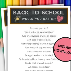 Back to School Would You Rather Game | First Day of School Game ...