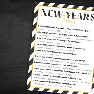 New Year's Eve Trivia | Printable New Year's Game | New Years Activity ...