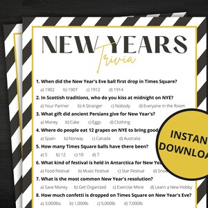 New Year's Eve Trivia | Printable New Year's Game | New Years Activity ...