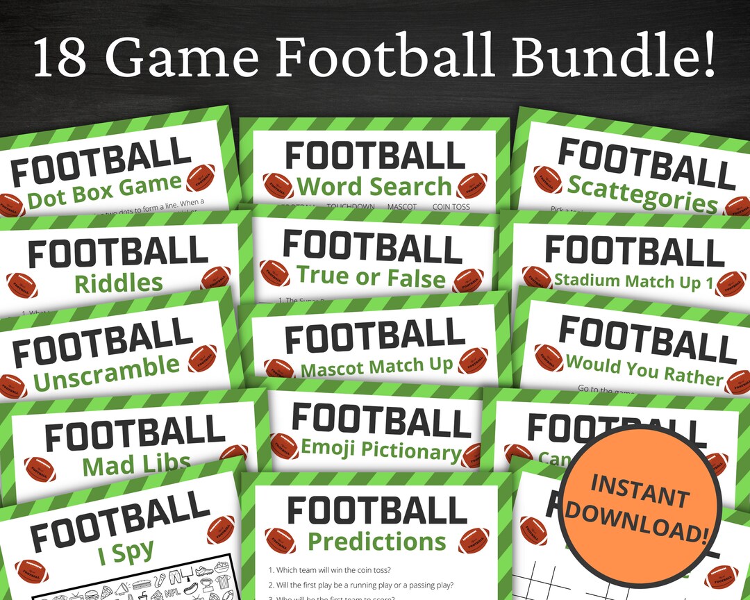 Football Game Bundle Printable Football Games for Kids and - Etsy