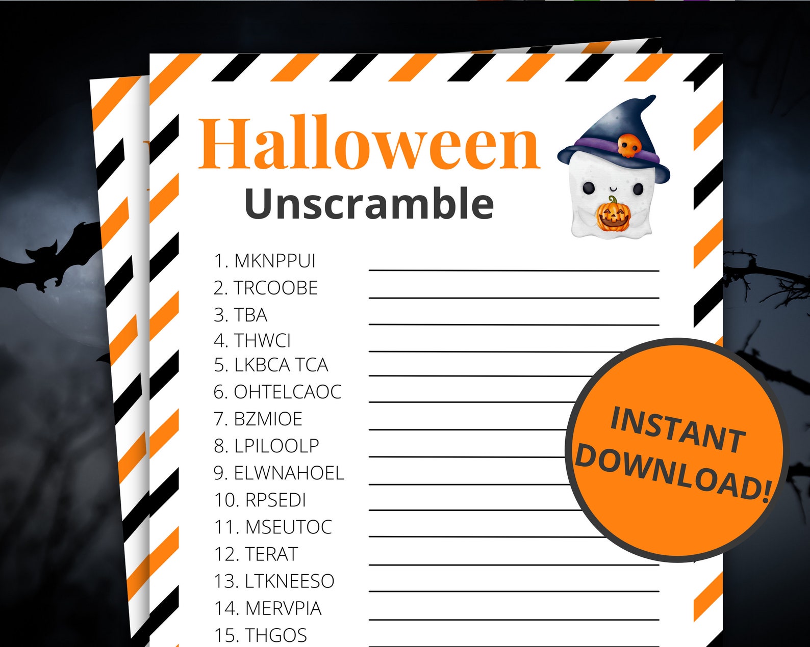 Halloween Unscramble Game Printable Halloween Game - Etsy