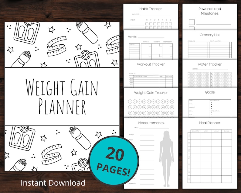 Weight Gain Journal Fitness Tracker Weight Gain Tracker - Etsy UK