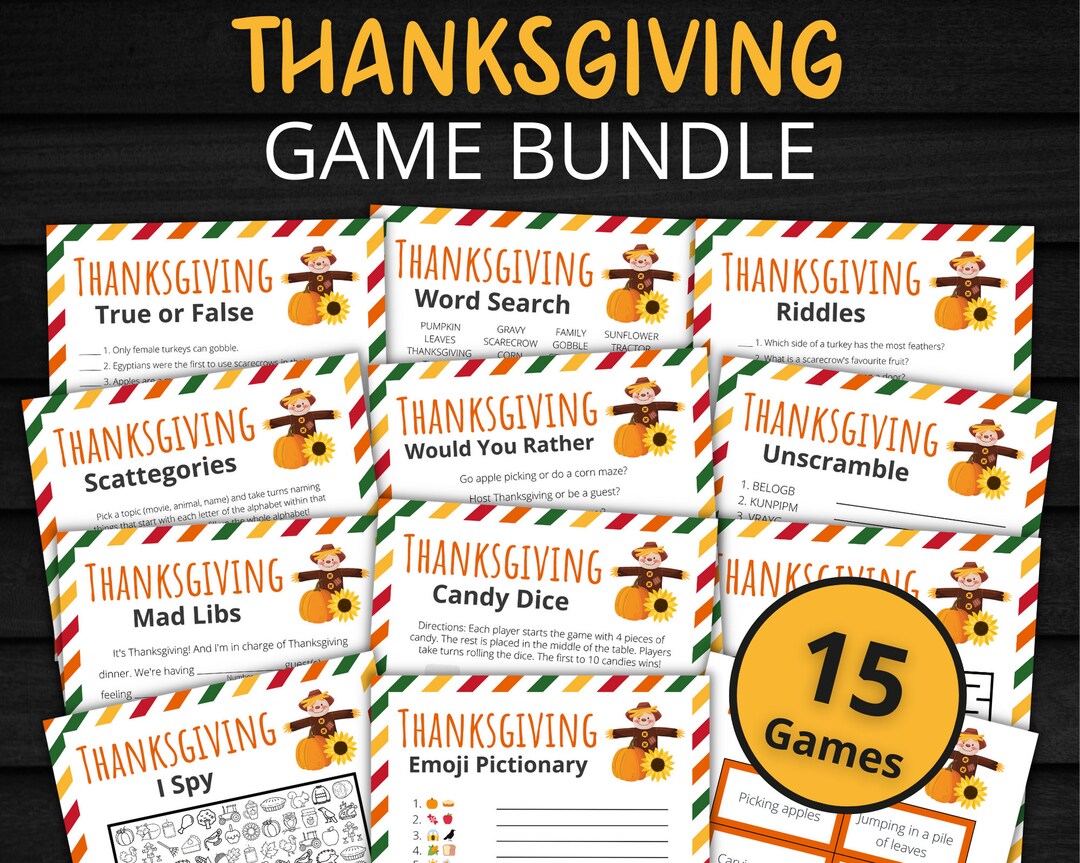 Thanksgiving Game Bundle Printable Thanksgiving Games for Kids and ...