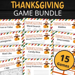 Thanksgiving Game Bundle Printable Thanksgiving Games for Kids and ...