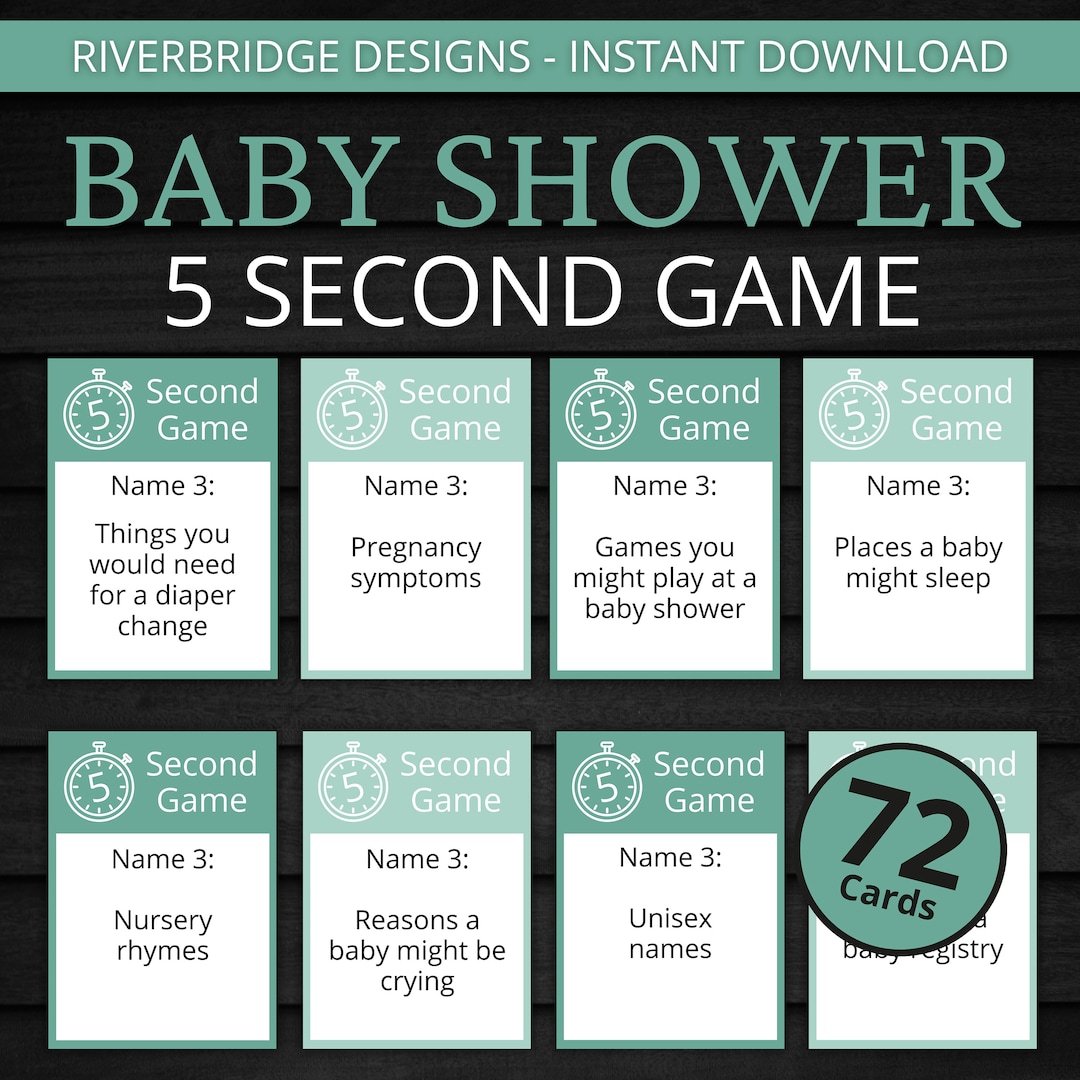 Baby Shower 5 Second Game | Printable Baby Shower Game | Gender Reveal ...