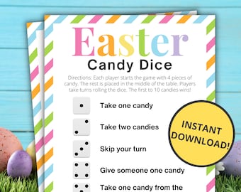Easter Candy Dice Game Printable Easter Party Games Easter Activity for ...