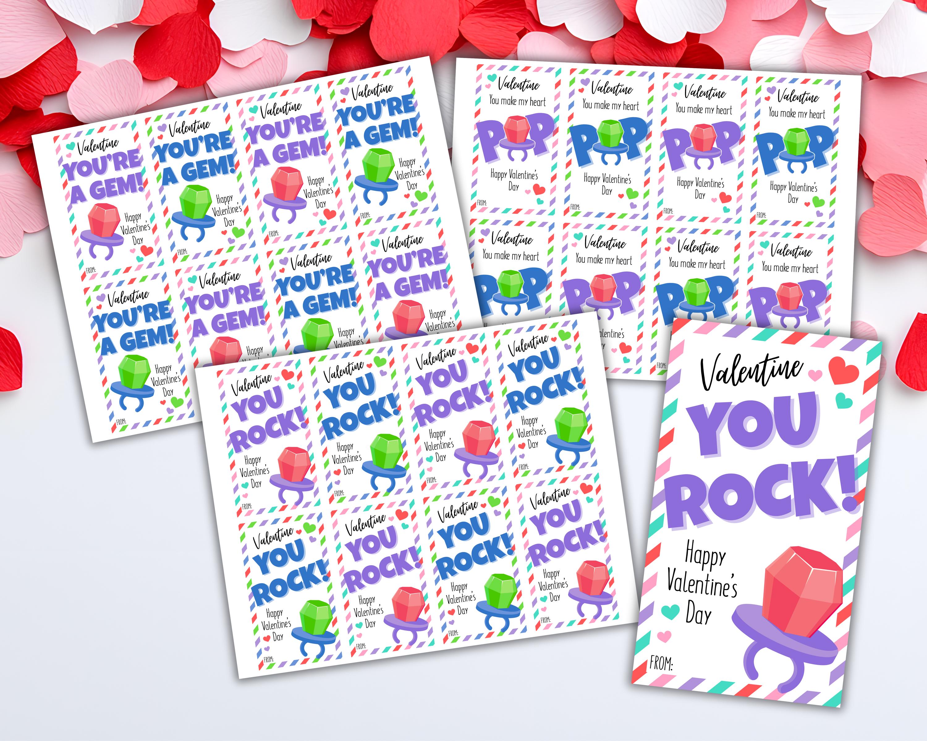 Ring Pop Valentine's Day Cards | Printable Valentine's Day Gift Tag ...