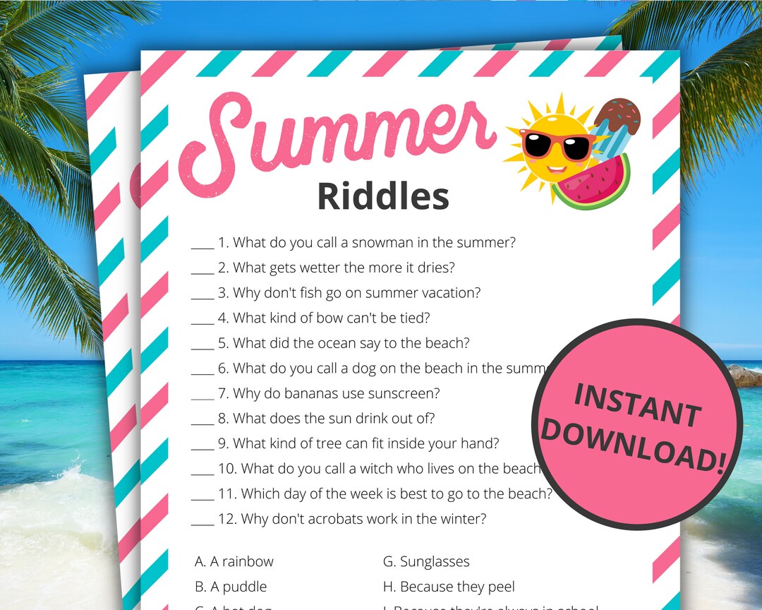 Summer Riddles | Printable Summer Game | Summer Activity for Kids and ...