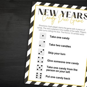 New Year's Eve Candy Dice Game | Printable New Year's Game | New Years ...