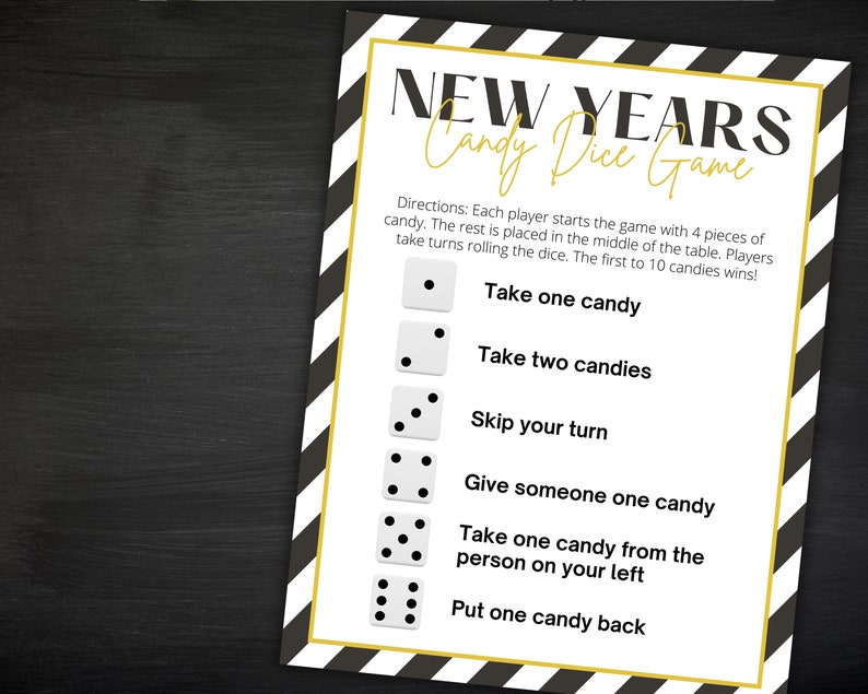 New Year's Eve Candy Dice Game Printable New Year's - Etsy