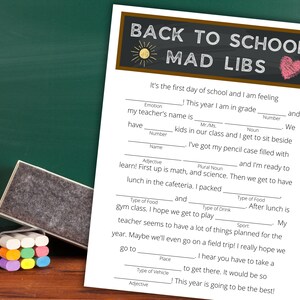 Back to School Mad Libs | First Day of School Game | Icebreaker Game ...