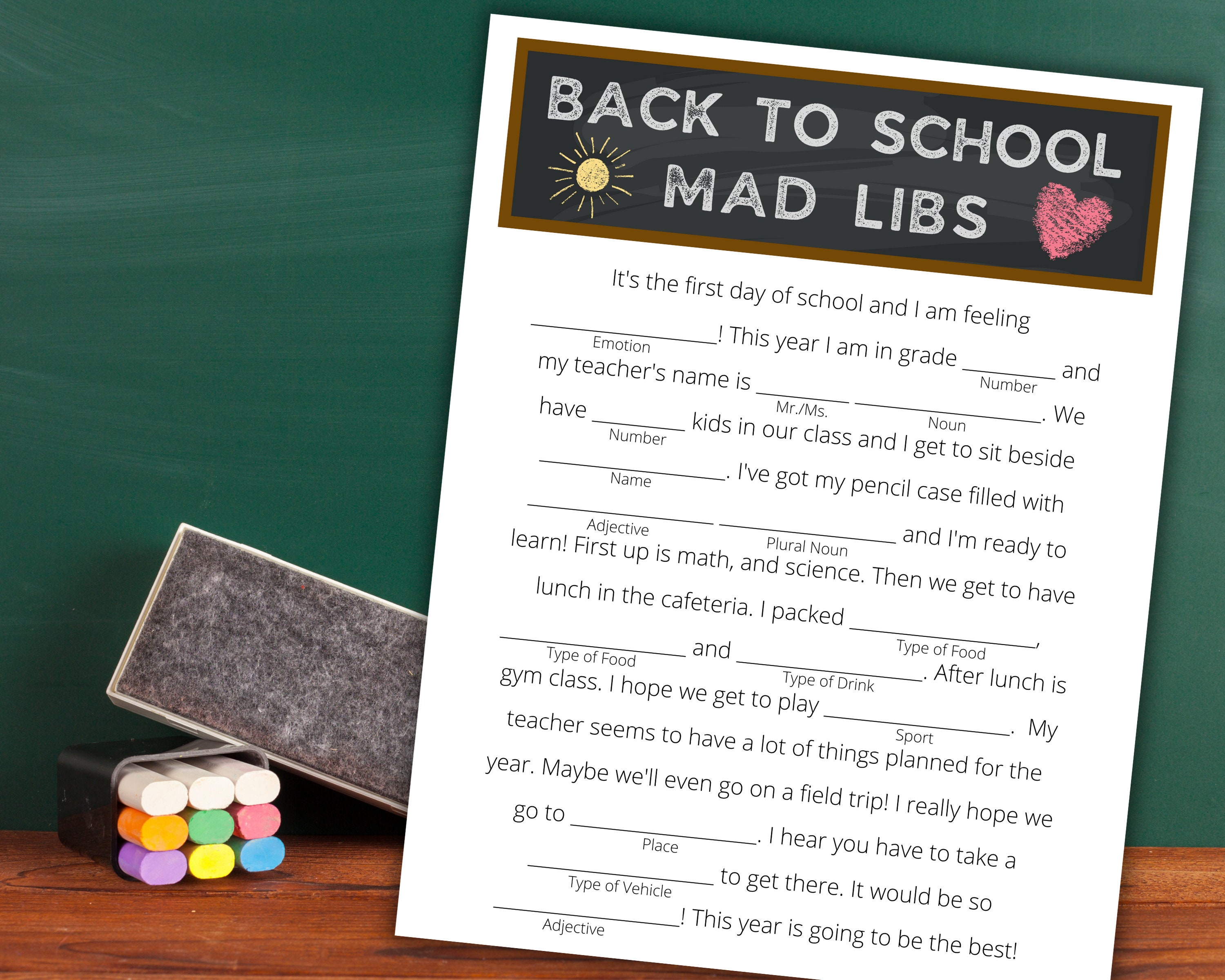 Back to School Mad Libs | First Day of School Game | Icebreaker Game ...
