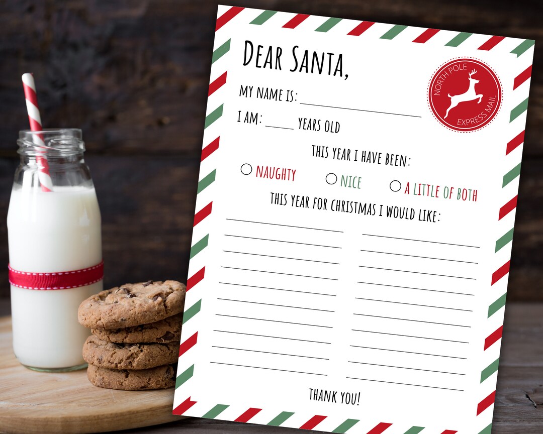 Letter to Santa Claus Christmas Wish List Christmas Printable for Kids ...