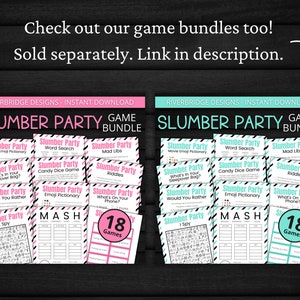 Slumber Party Bingo | Printable Sleepover Games for Kids and Teens ...