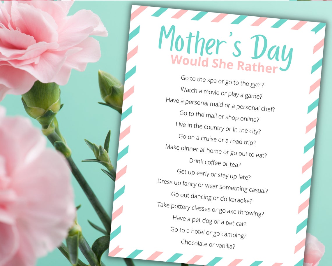 Mother's Day Would She Rather Printable Mothers Day - Etsy