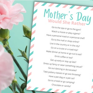 Mother's Day Would She Rather | Printable Mothers Day Games for Kids ...