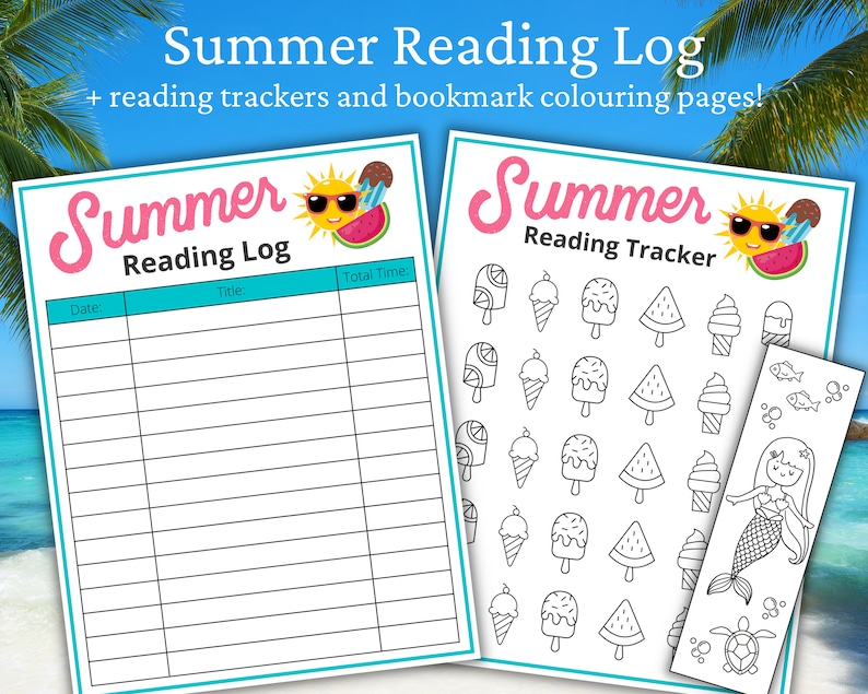 Summer Reading Log for Kids Printable Book Tracker Summer - Etsy