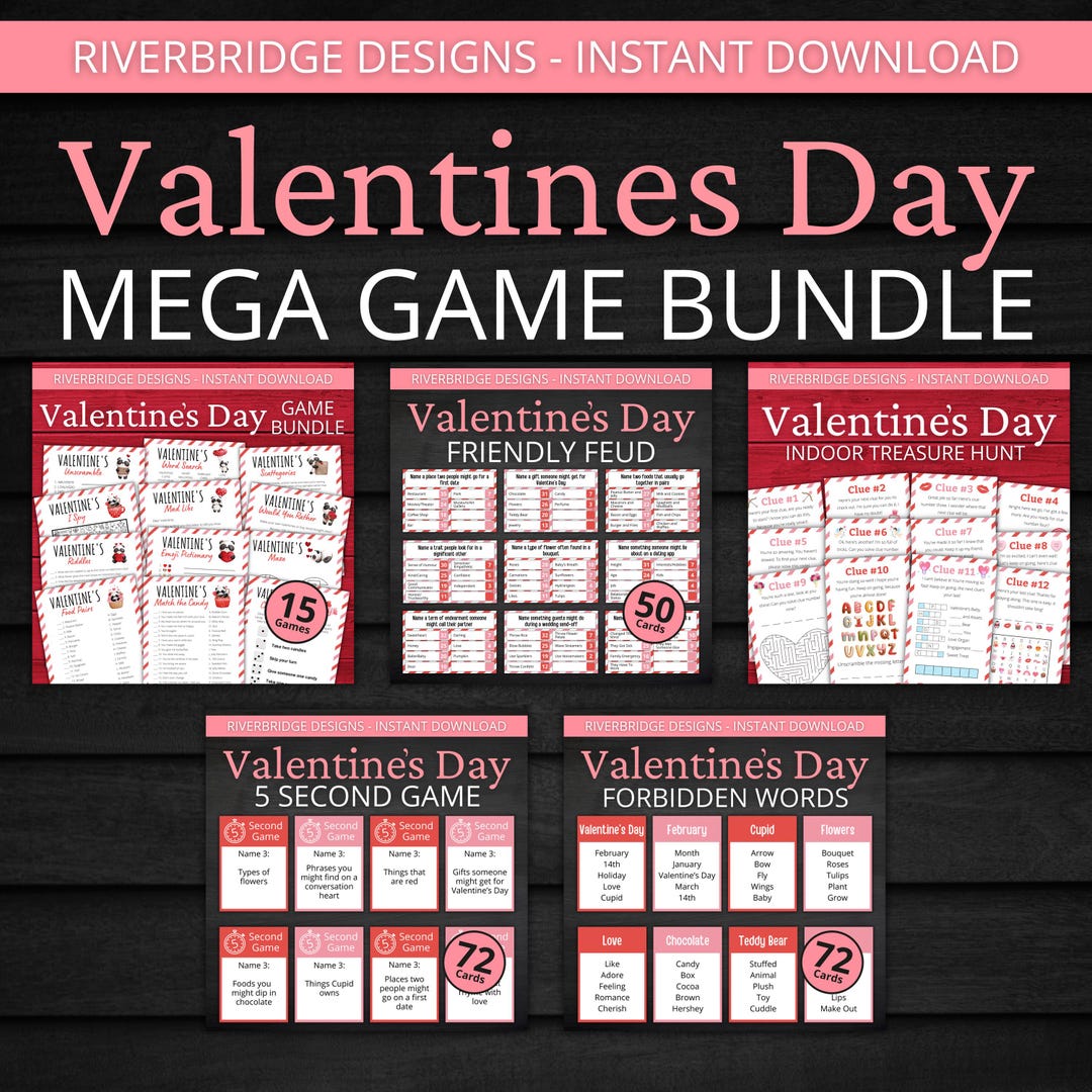 Valentine's Day Mega Game Bundle | Printable Valentines Games for Kids ...