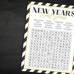 New Year's Eve Word Search | Printable New Year's Game | New Years ...