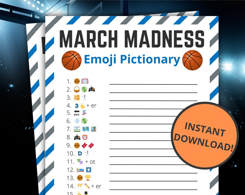 March Madness Emoji Pictionary | Printable March Madness Game for Kids ...