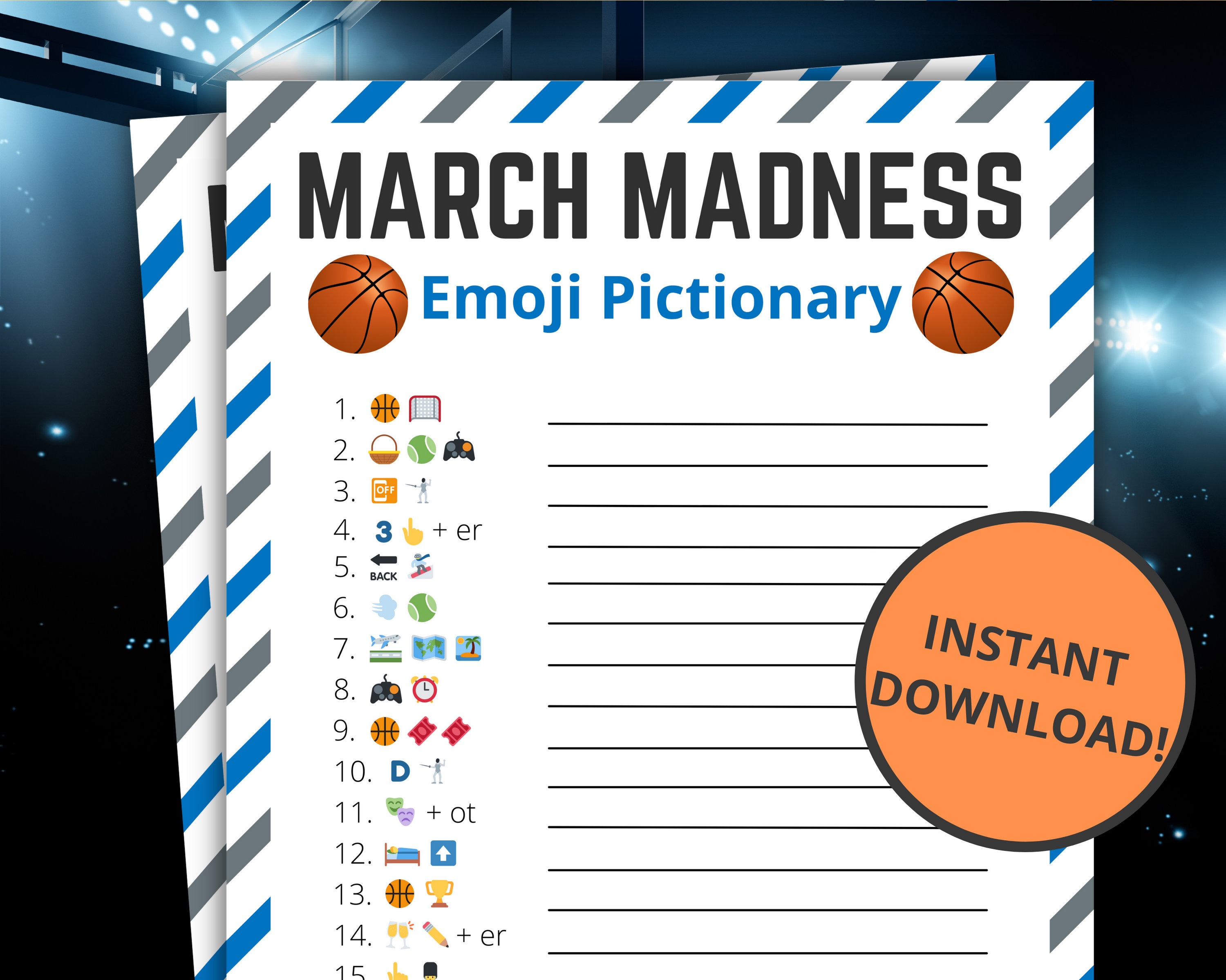 March Madness Emoji Pictionary | Printable March Madness Game for Kids ...
