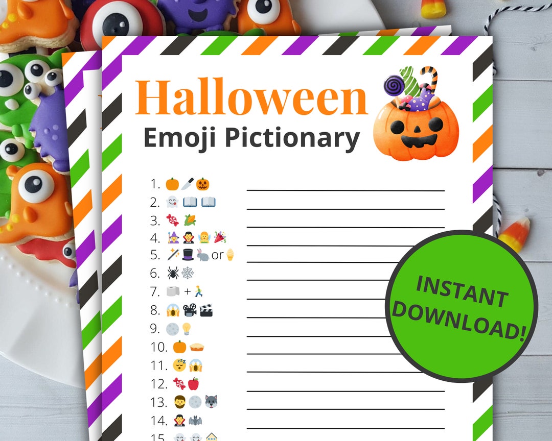 Halloween Emoji Pictionary | Printable Halloween Game | Halloween ...