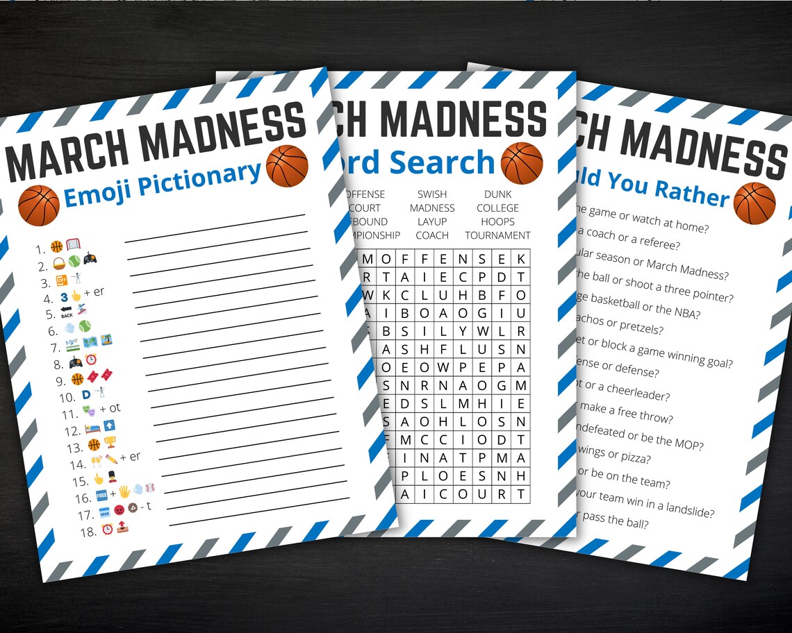 March Madness Game Bundle Printable Basketball Games for - Etsy