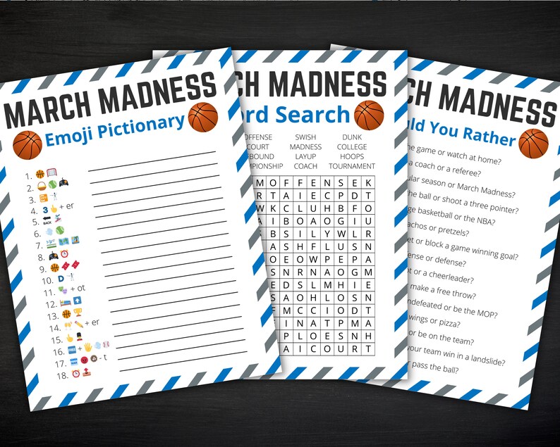 March Madness Game Bundle Printable Basketball Games for - Etsy