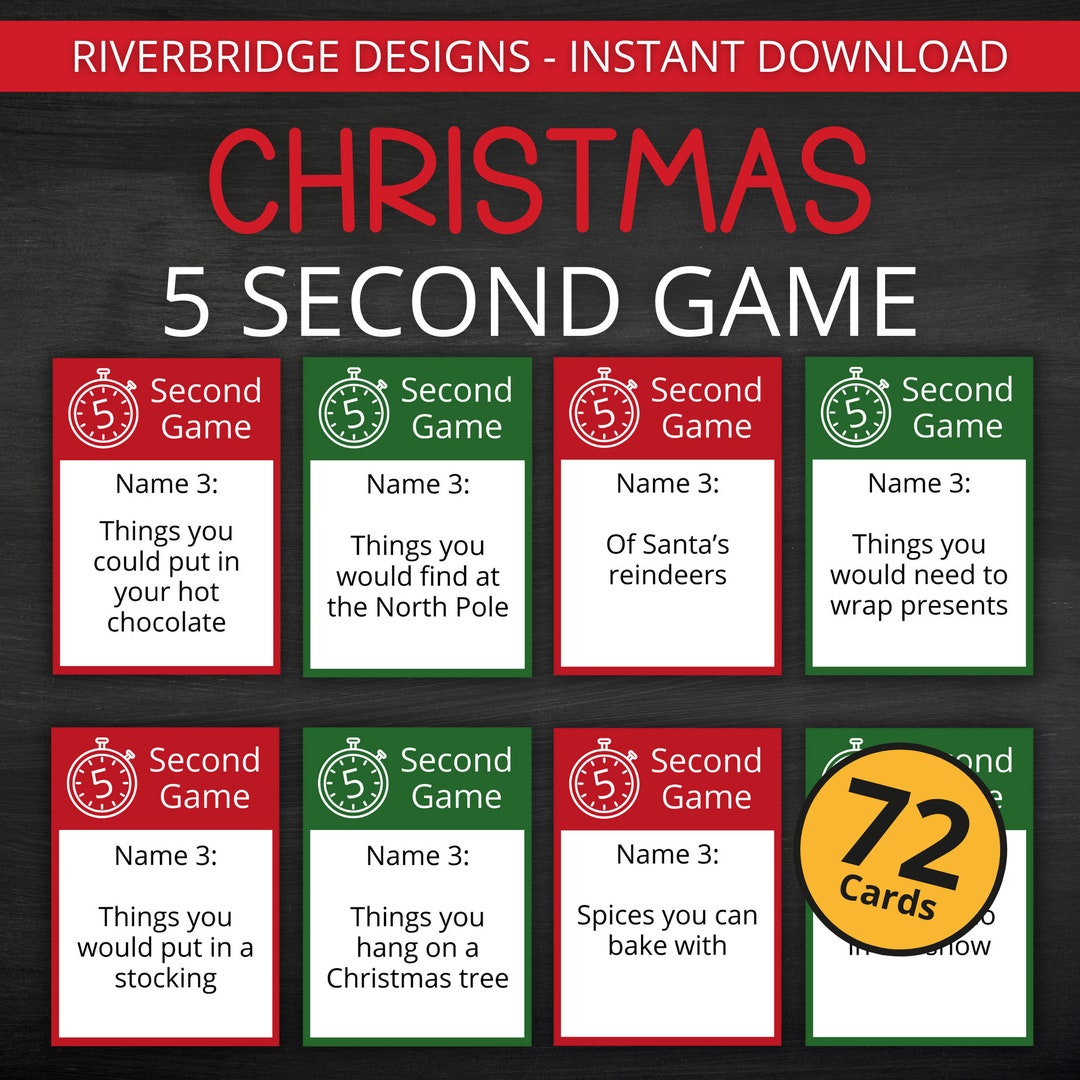 Christmas 5 Second Game | Printable Christmas Game | Christmas Activity ...