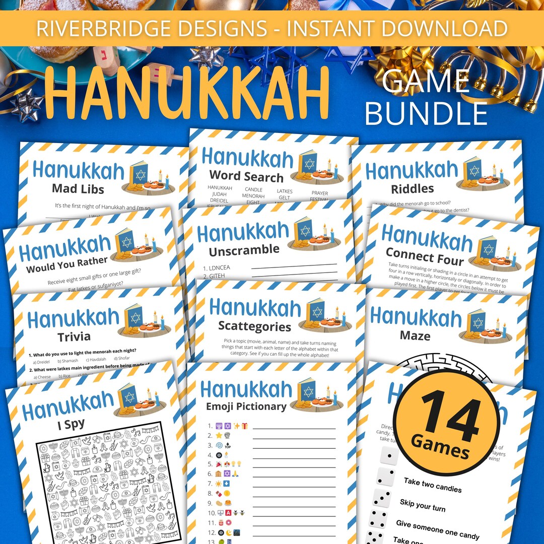 Hanukkah Game Bundle | Printable Hanukkah Games for Kids and Adults ...