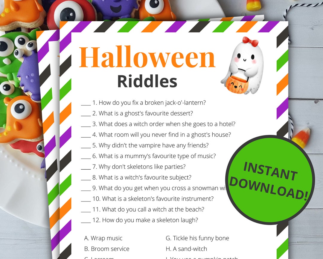 Halloween Riddles | Printable Halloween Game | Halloween Activity for ...