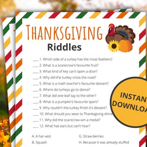 Thanksgiving Riddles | Printable Thanksgiving Game | Thanksgiving ...