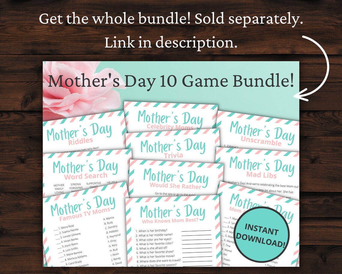 Mother's Day Riddles Printable Mother's Day Games - Etsy