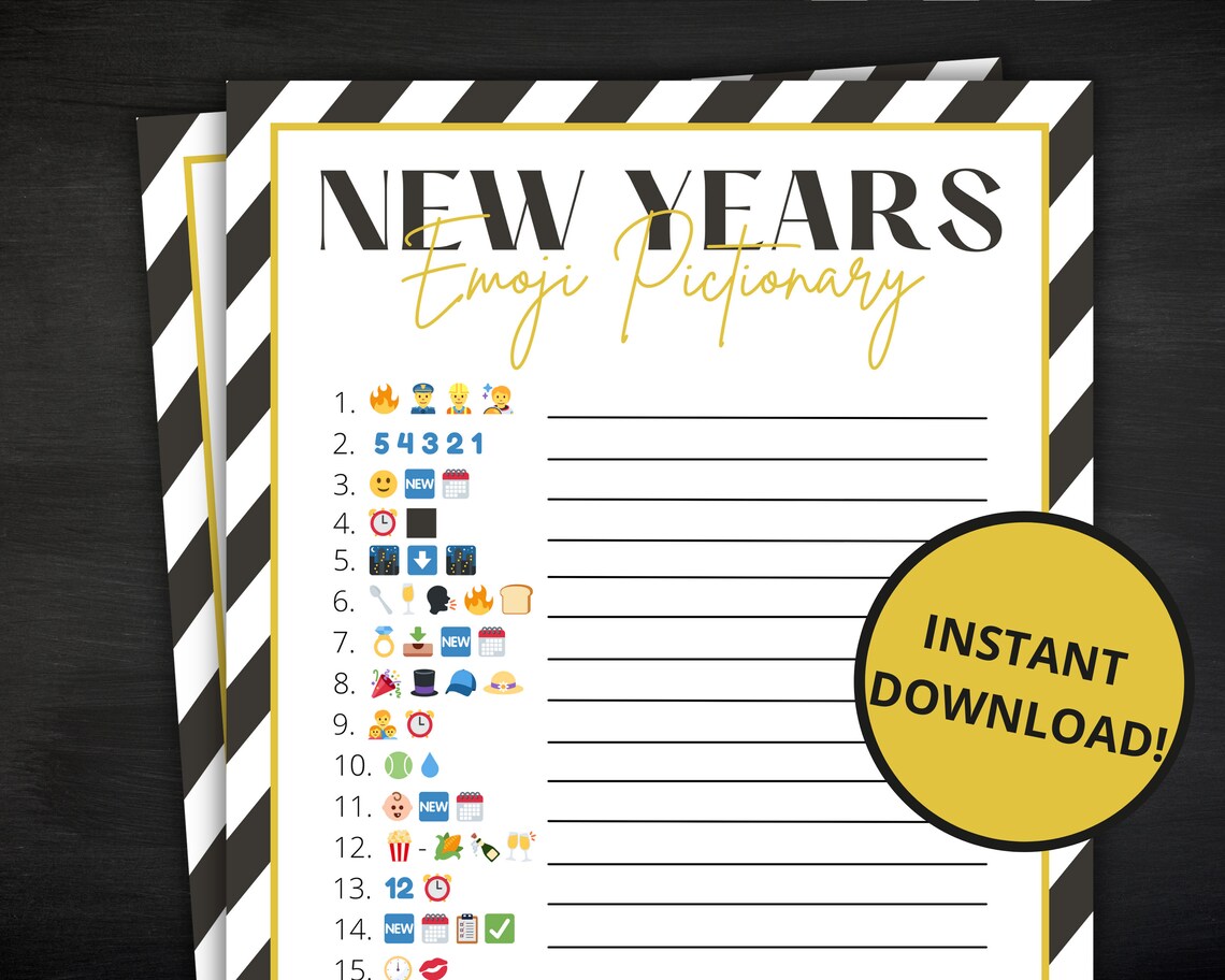 New Year's Eve Emoji Pictionary Printable New Year's - Etsy