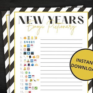 New Year's Eve Emoji Pictionary | Printable New Year's Game | New Years ...