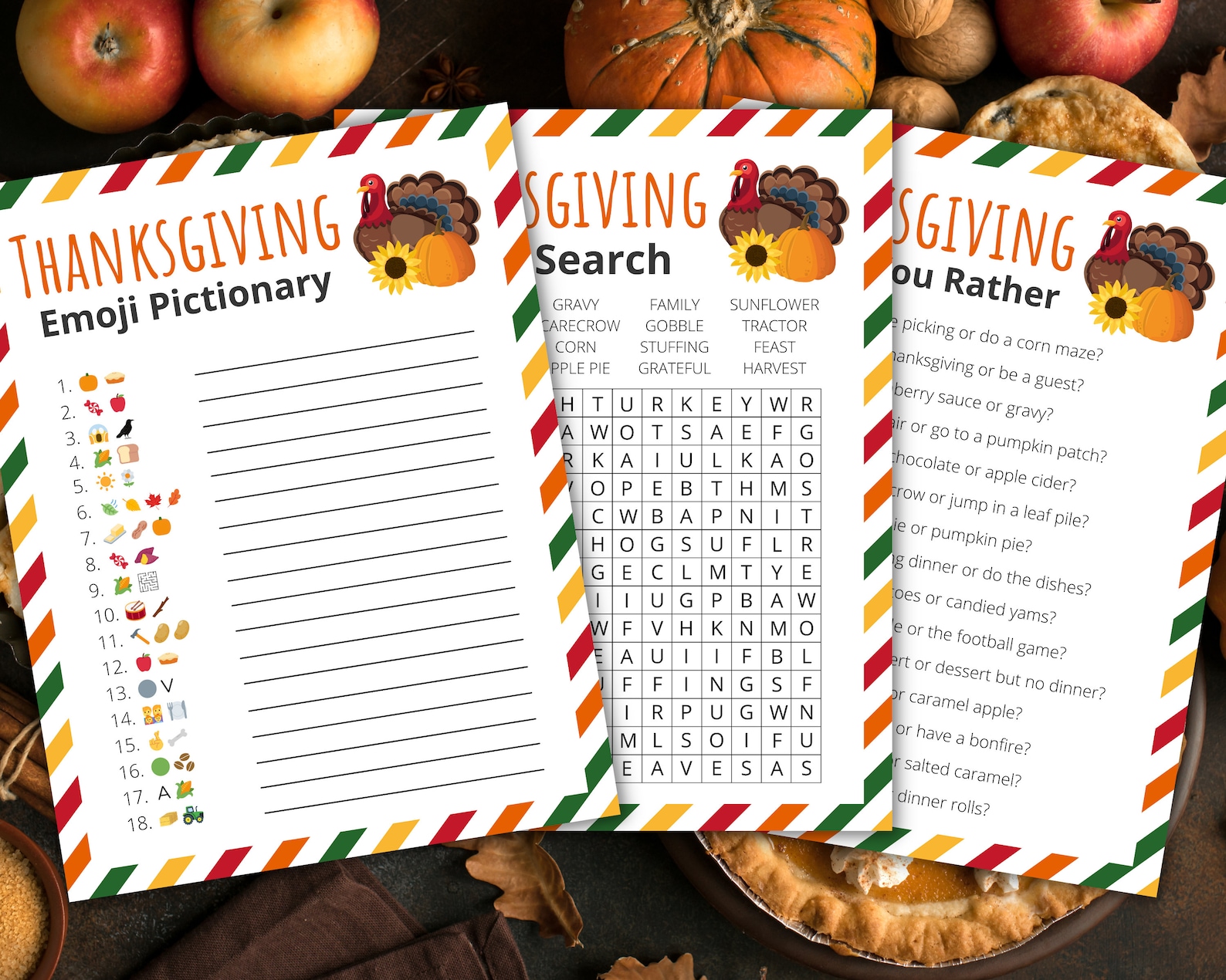 Thanksgiving Game Bundle Printable Thanksgiving Games for - Etsy