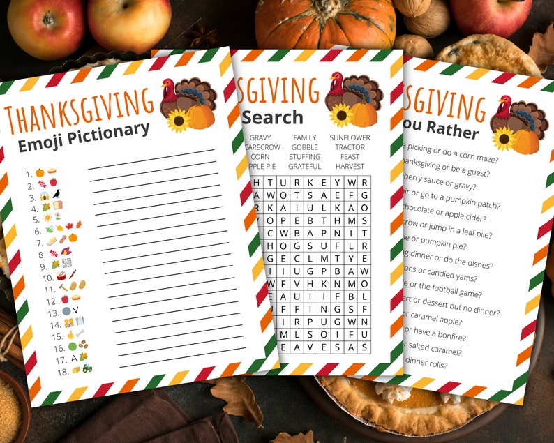 Thanksgiving Game Bundle Printable Thanksgiving Games for - Etsy