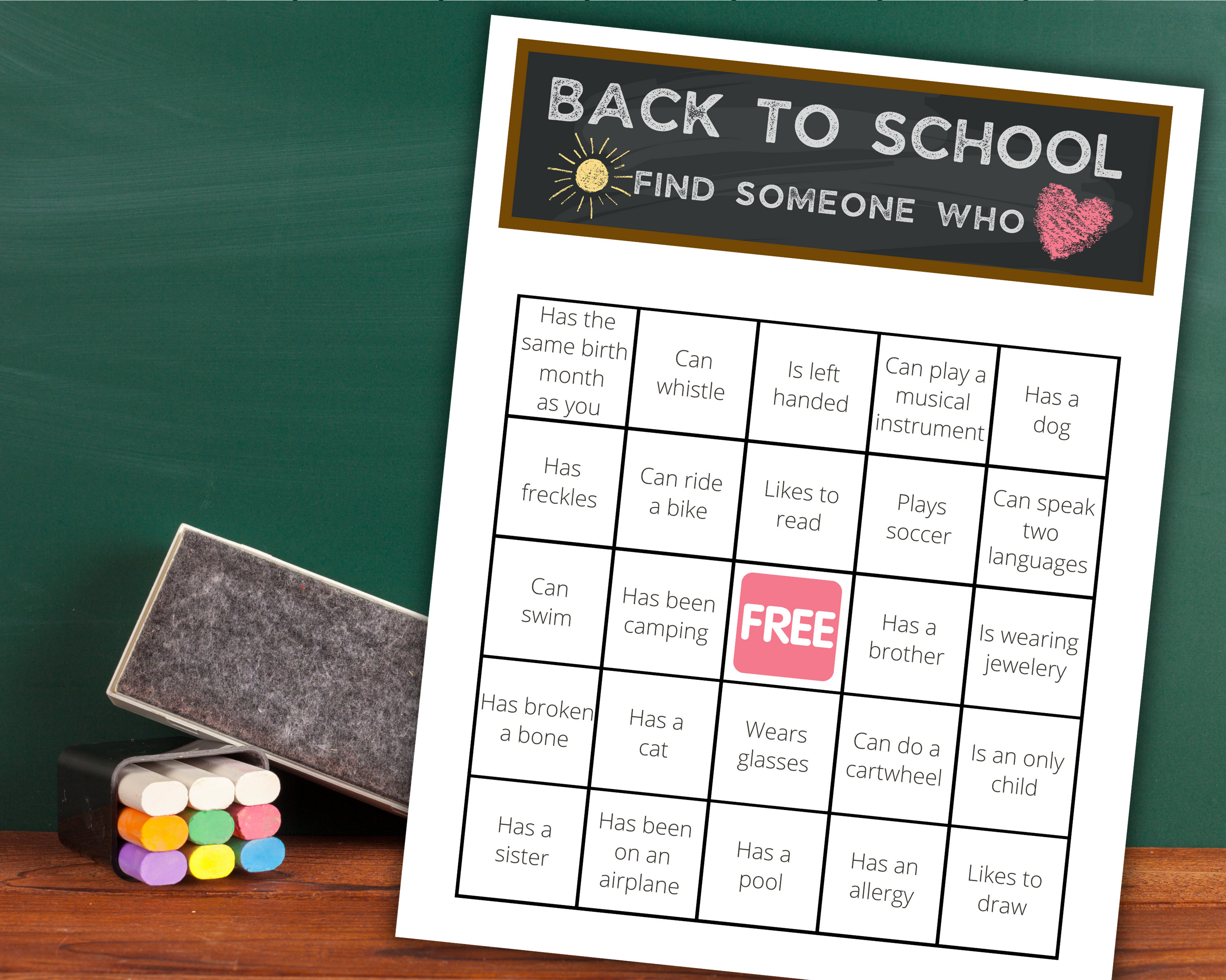 Back to School Game | Find Someone Who | First Day of School Game ...