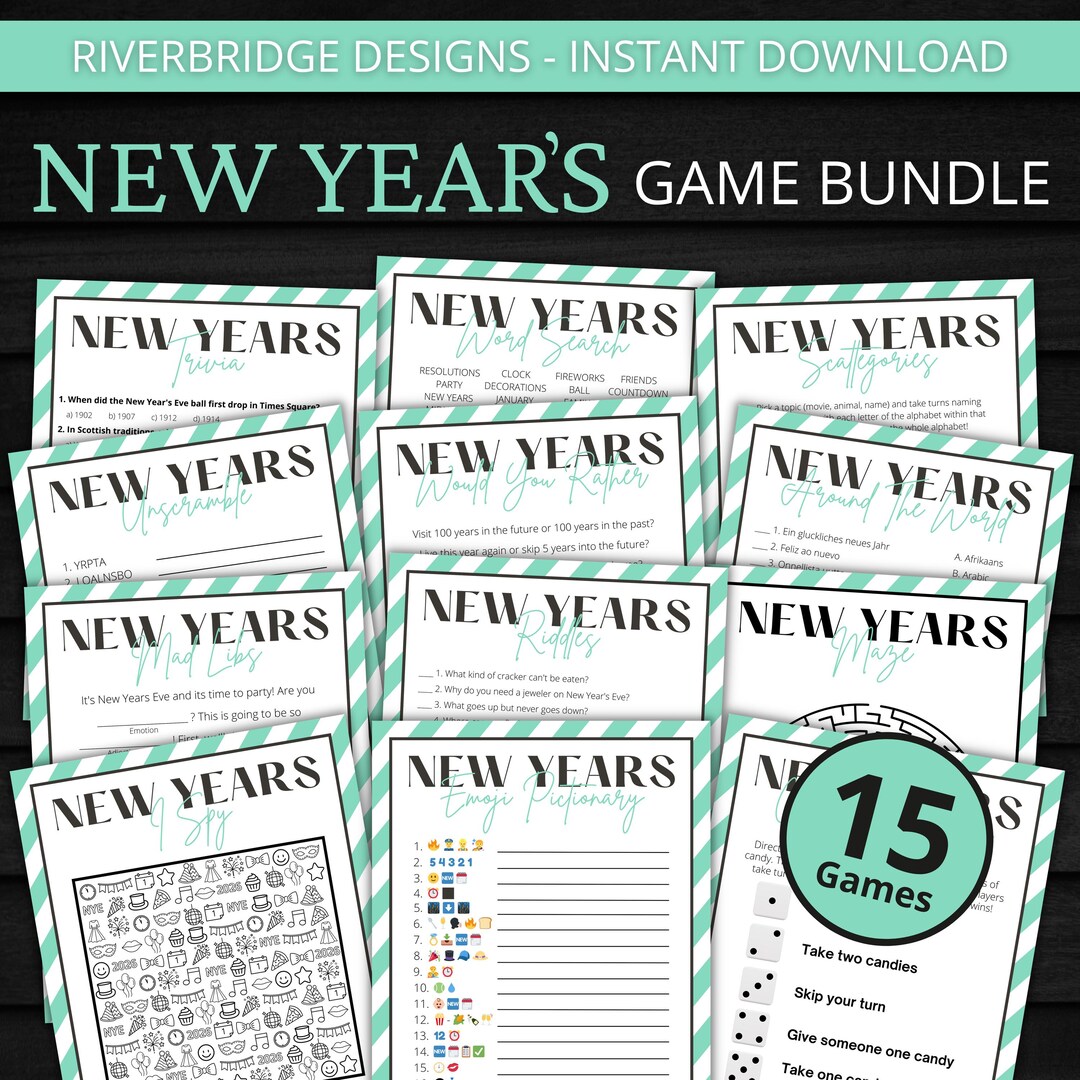 New Year's Eve Game Bundle | Printable New Year's Eve Games for Kids ...