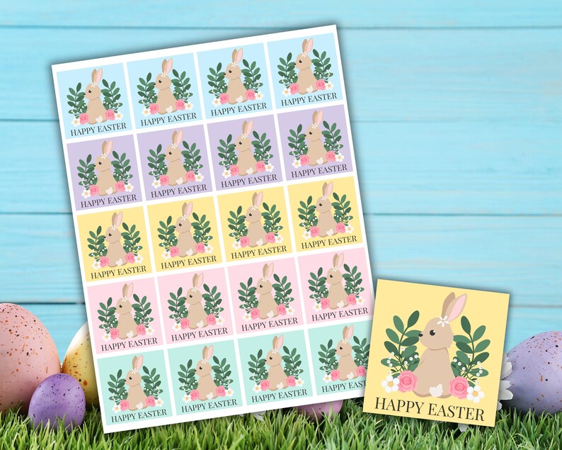 Happy Easter Bunny Gift Tags | Cute Rabbit Easter Tags | Printable ...