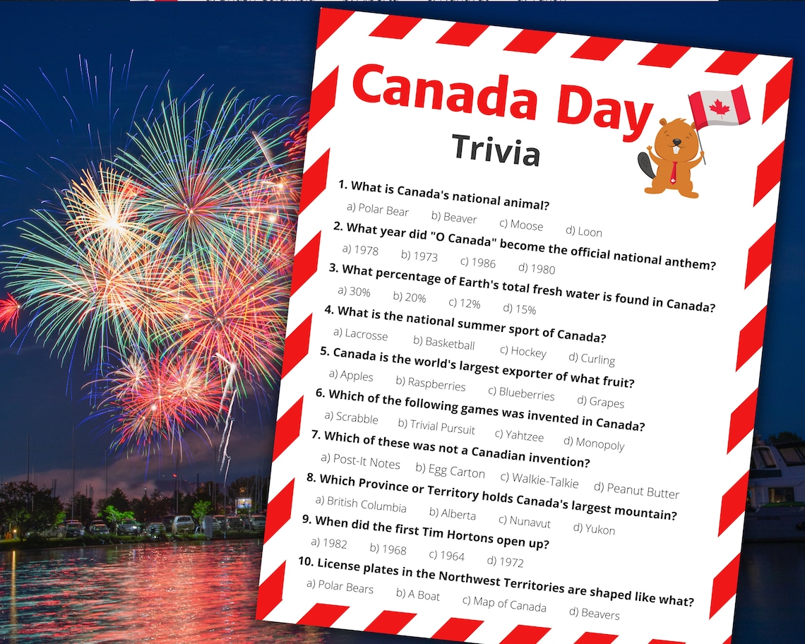 Canada Day Trivia Printable Canada Day Game Canada Day - Etsy Canada