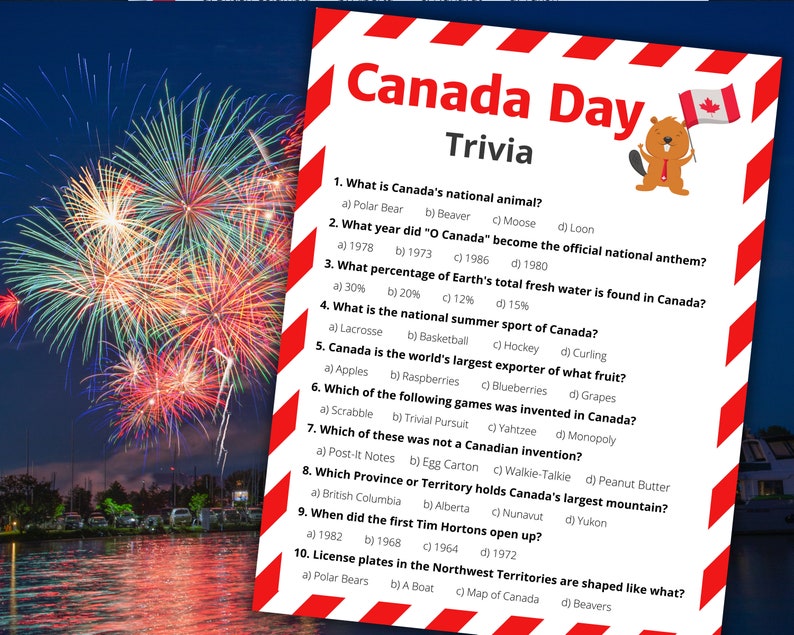 Canada Day Trivia | Printable Canada Day Game | Canada Day Activity for ...
