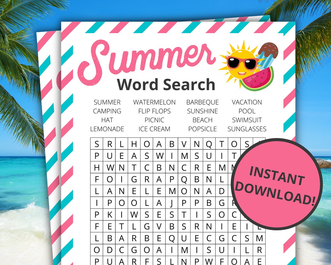 Summer Word Search | Printable Summer Game | Summer Activity for Kids ...
